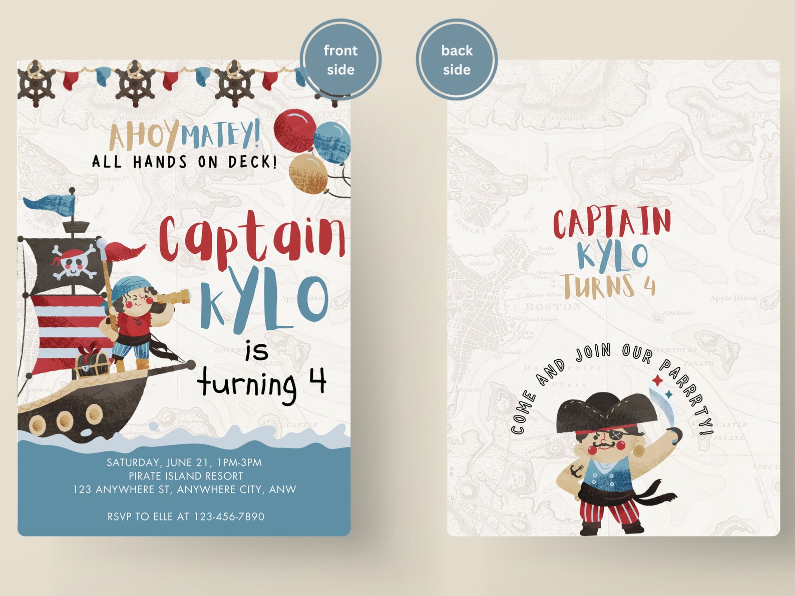 Pirate Invitation, Pirate Birthday Invitation Digital Download ...