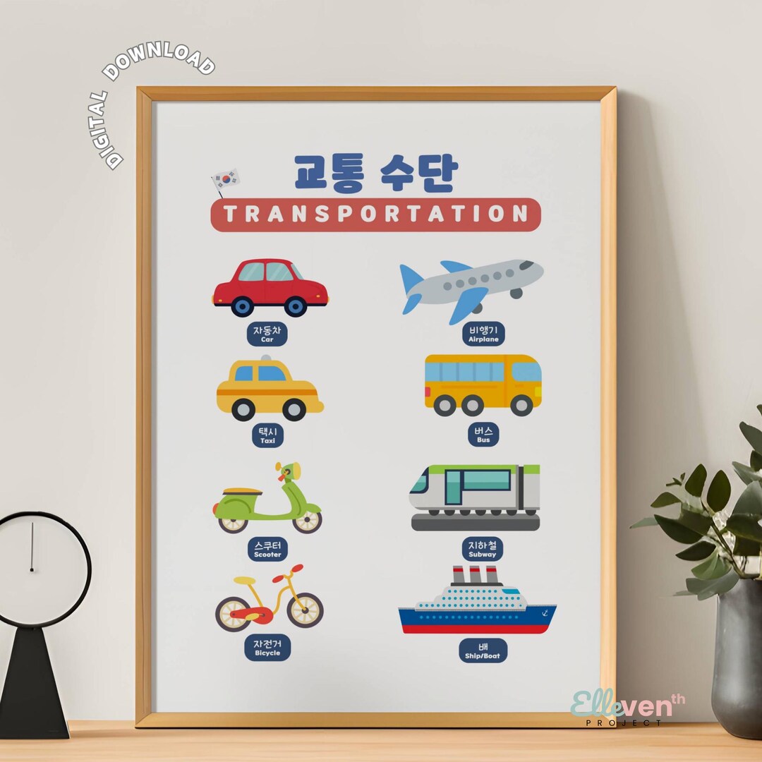 Transportation in Korean Poster, Printable Educational Classroom ...