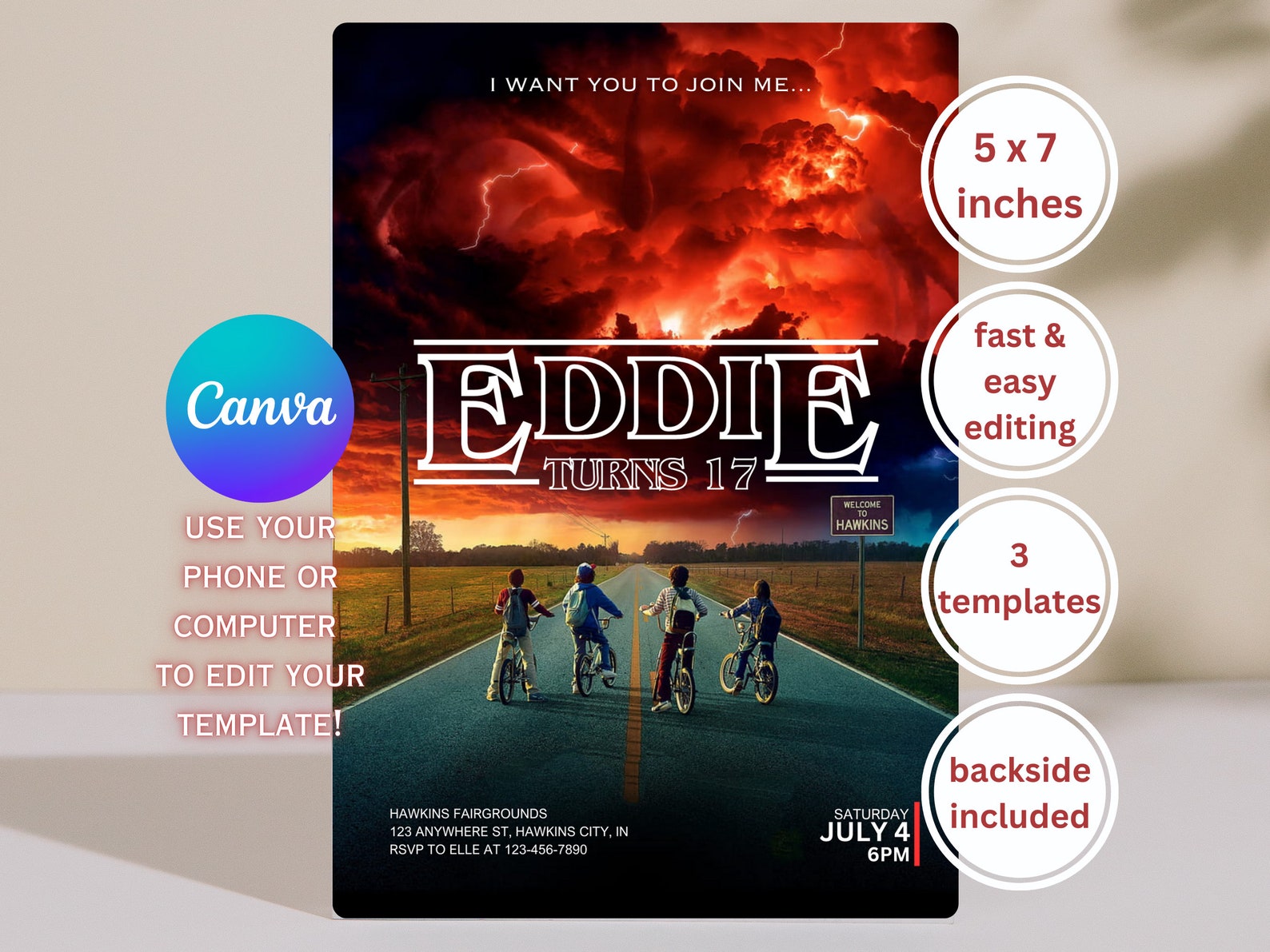 Stranger Things Printable Birthday Party Invitation Editable , Instant ...