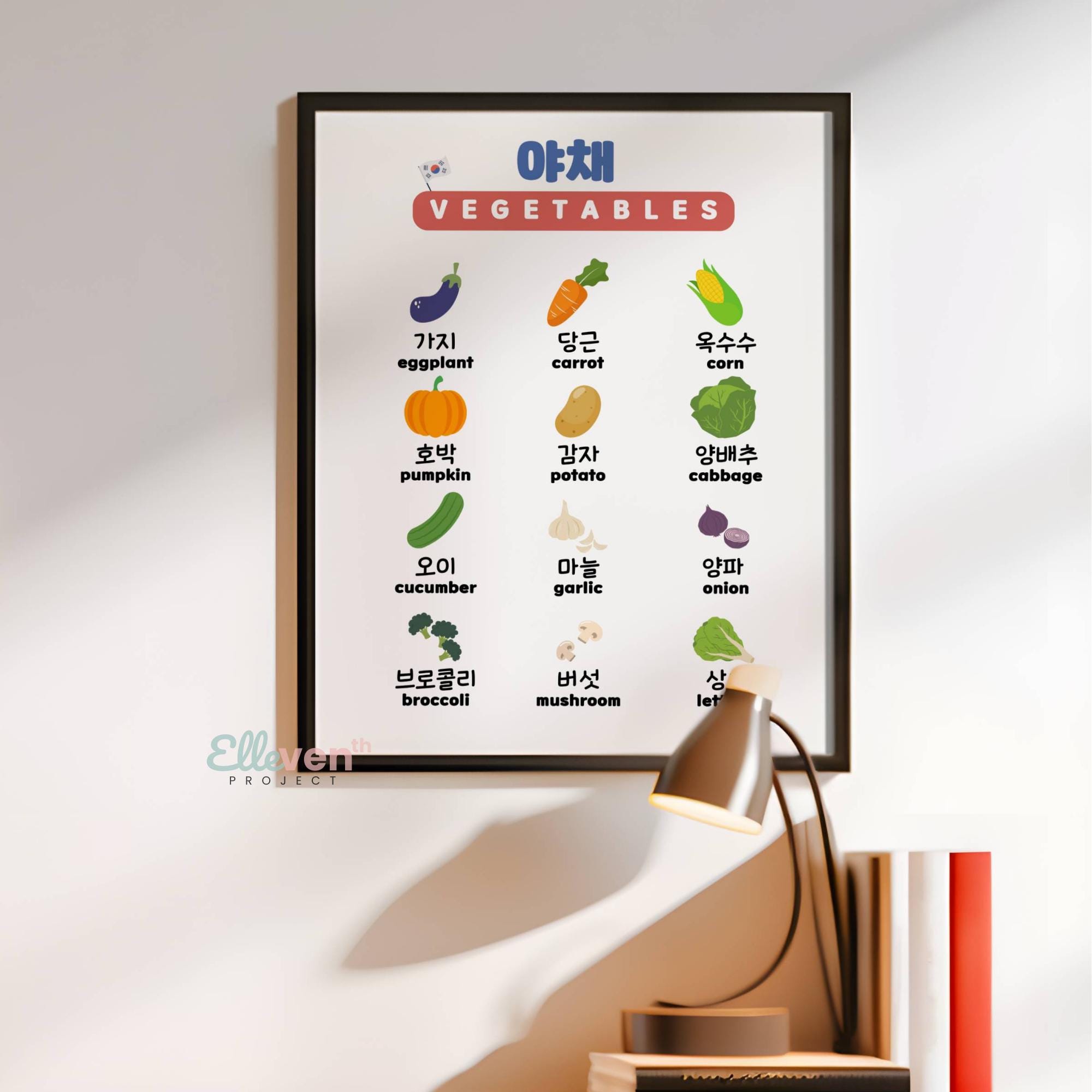 Vegetables in Korean Poster, Printable Bilingual Educational Posters ...