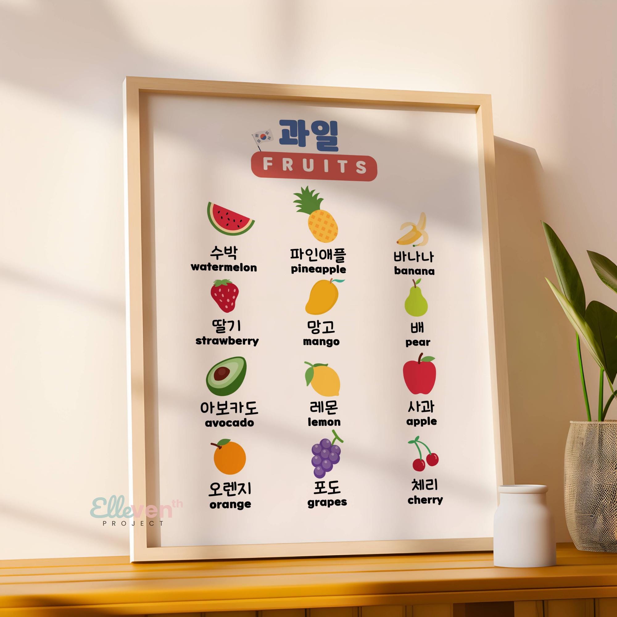Fruits in Korean Poster, Printable Bilingual Educational Posters ...