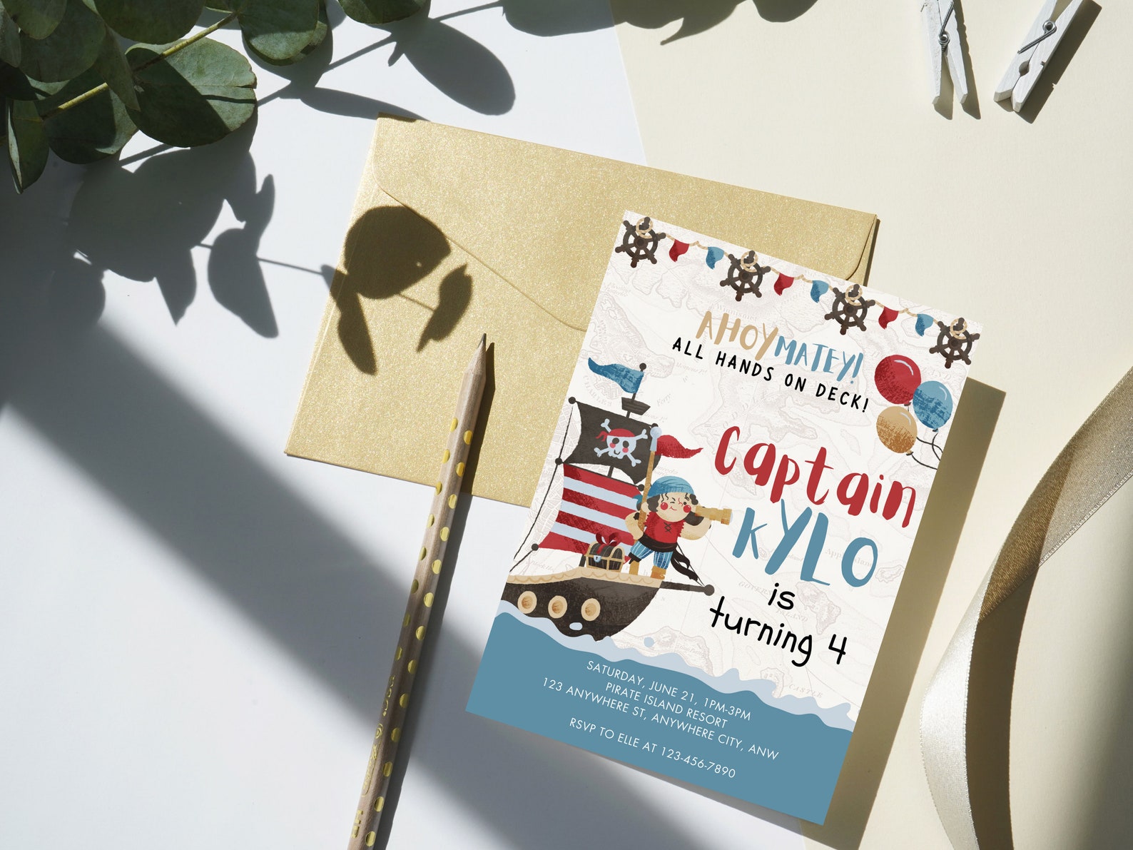 Pirate Invitation, Pirate Birthday Invitation Digital Download ...