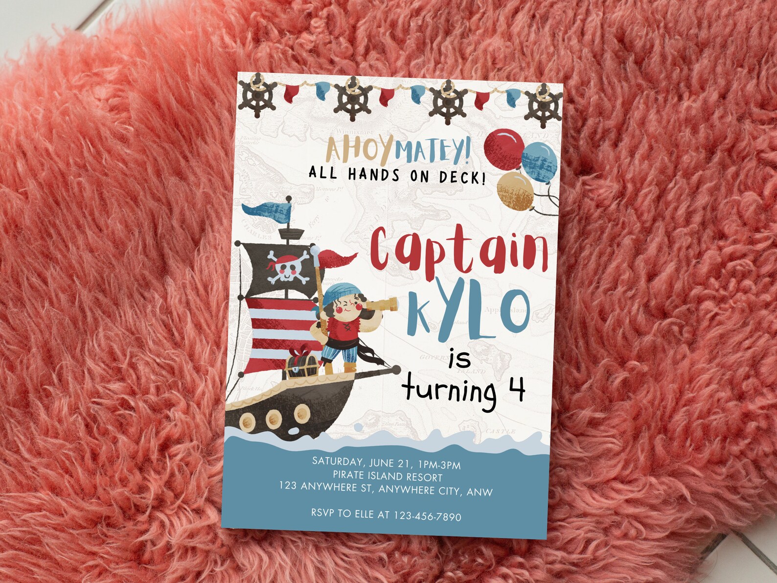 Pirate Invitation, Pirate Birthday Invitation Digital Download ...