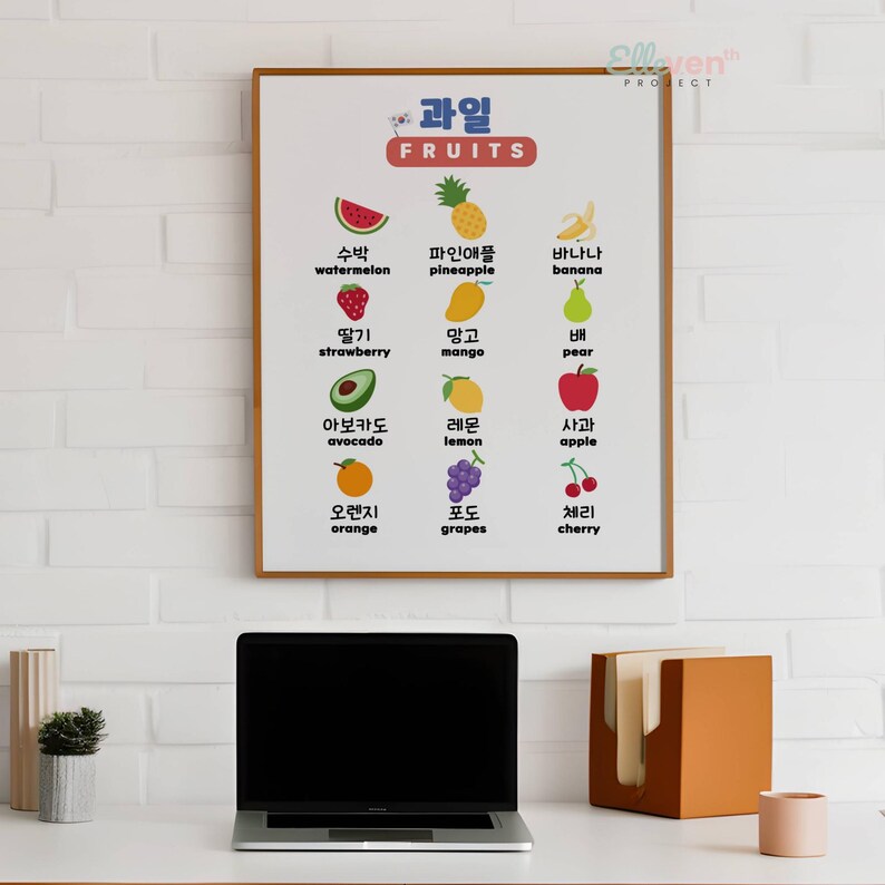 Fruits in Korean Poster, Printable Bilingual Educational Posters ...