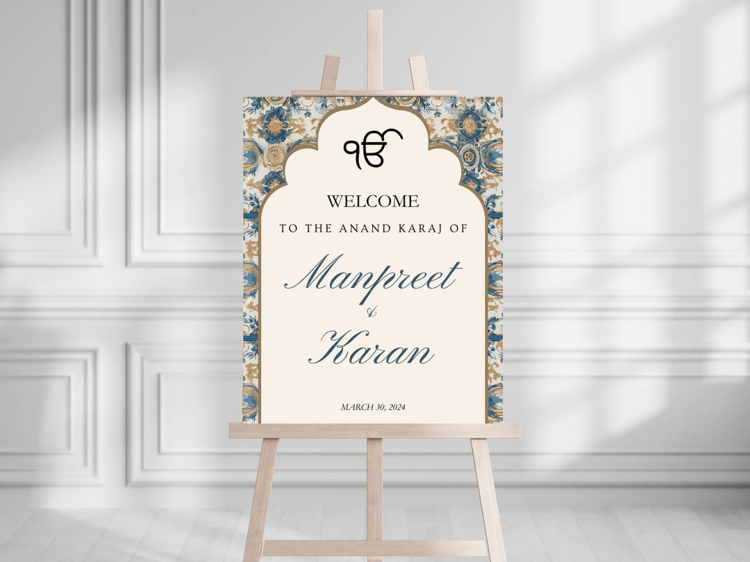 Anand Karaj Sign, Punjabi Wedding Welcome Sign, Personalized Wedding ...
