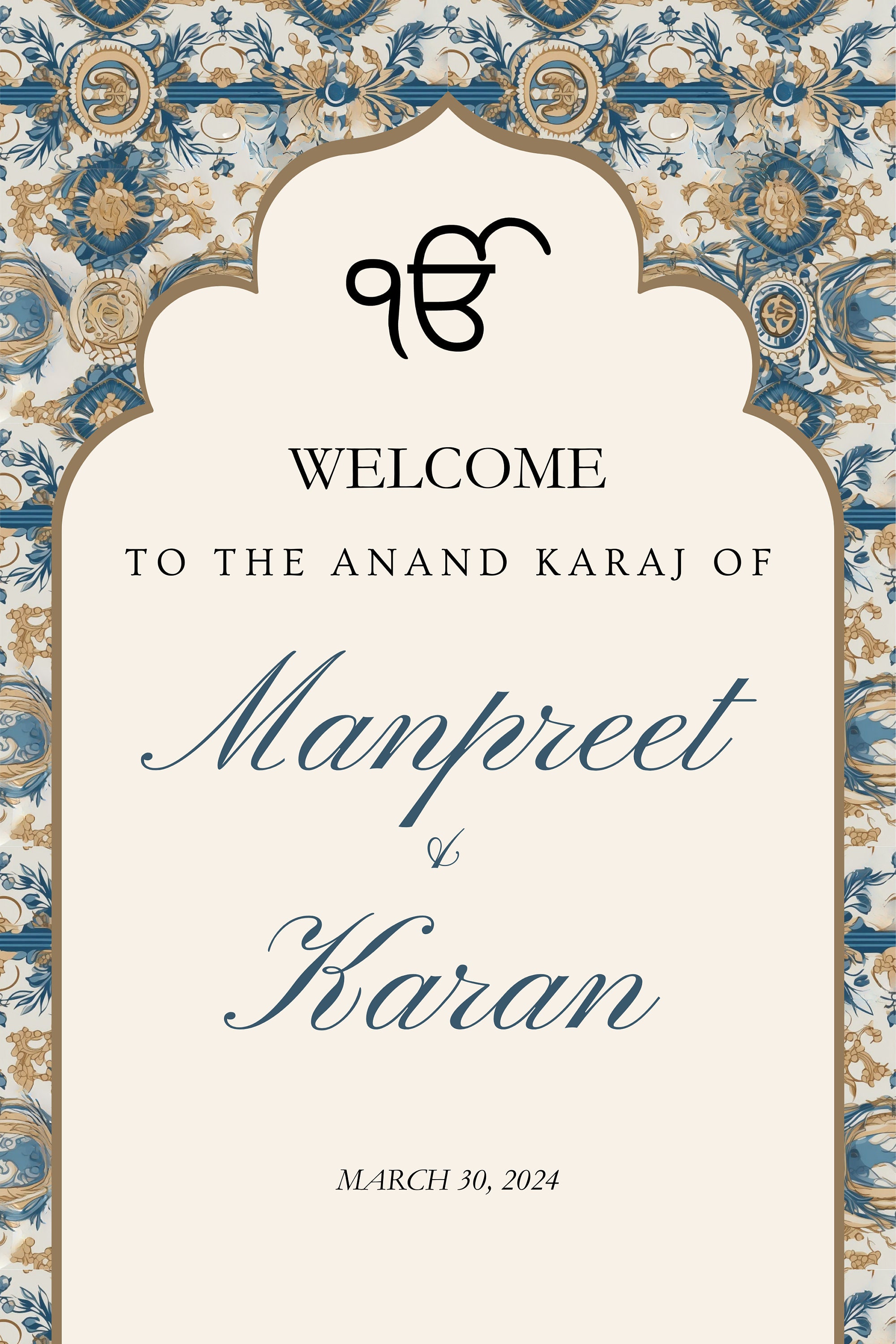 Anand Karaj Sign, Punjabi Wedding Welcome Sign, Personalized Wedding ...