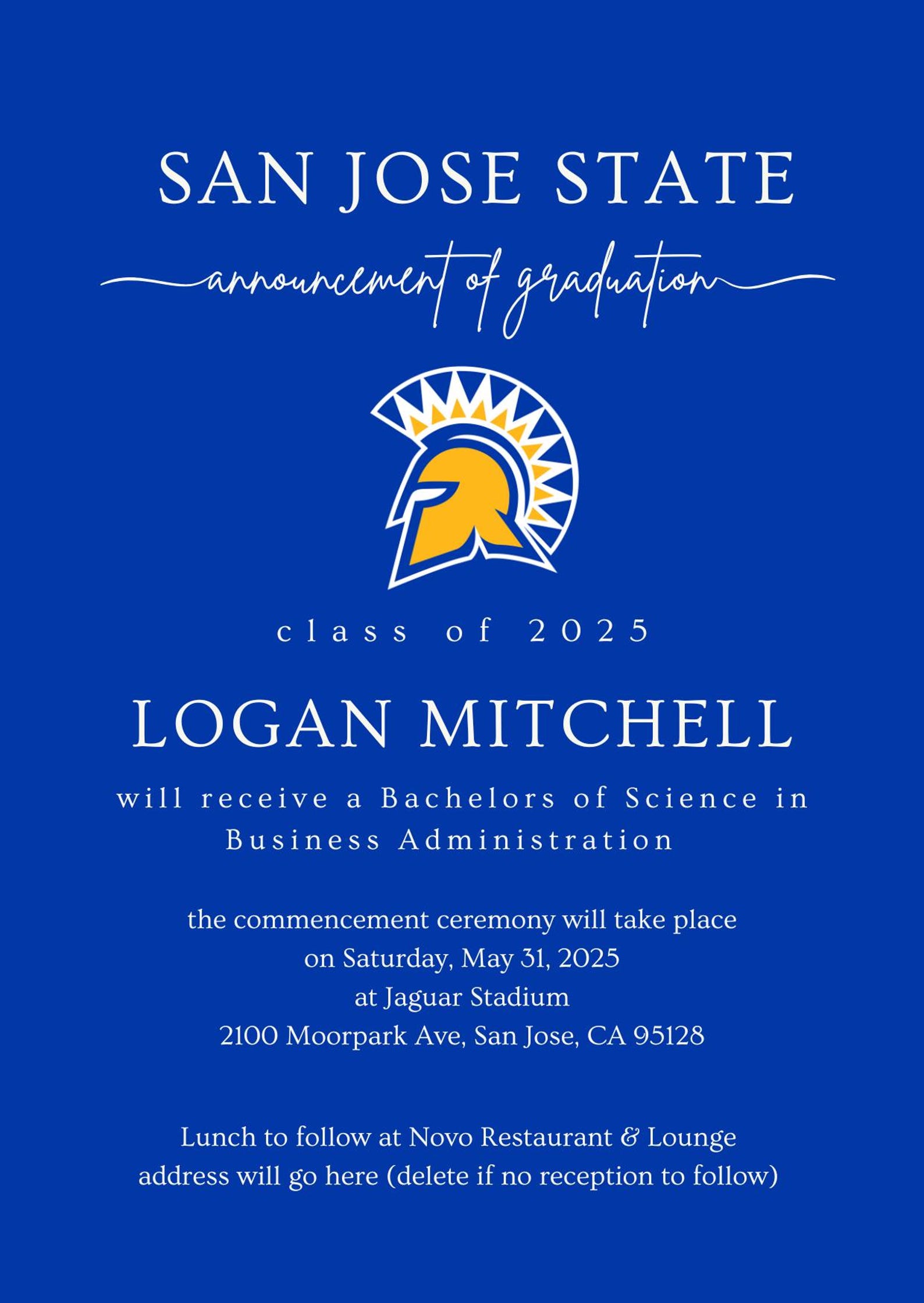 San Jose State Graduation, Graduation Invitation, Graduation Party ...