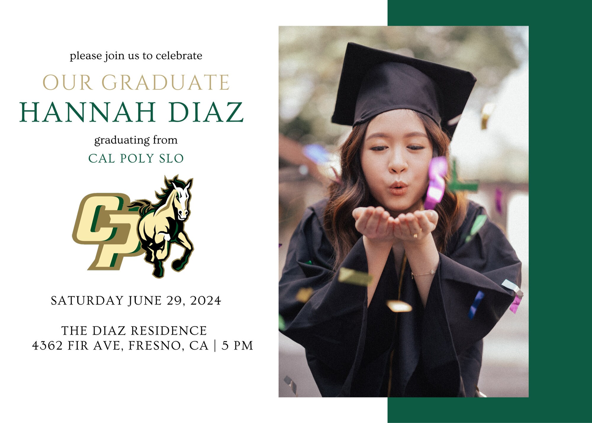 Cal Poly SLO Graduation, Graduation Invitation, Graduation Party Invite ...