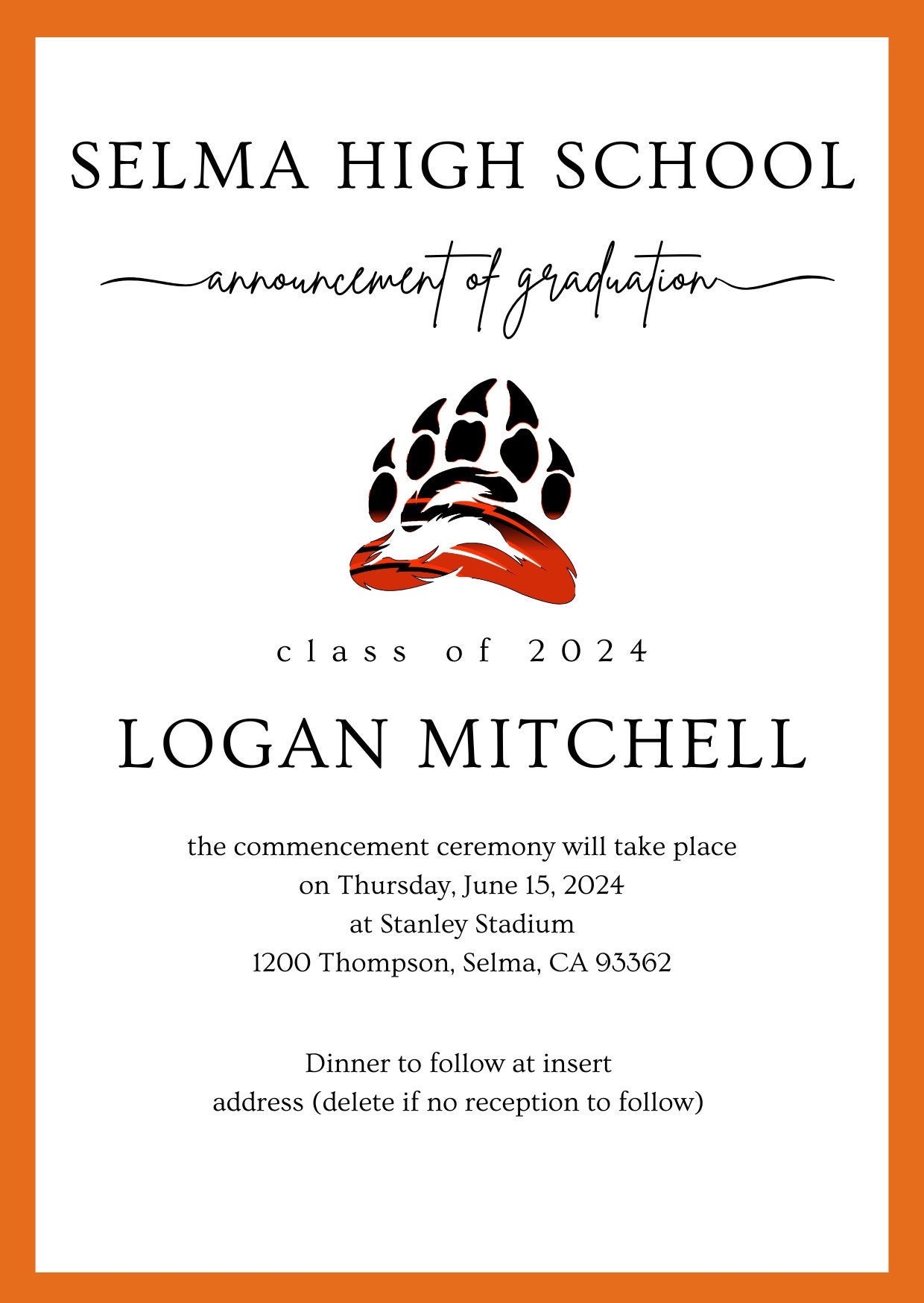 Selma High School Graduation, SHS Graduation Invitation, Graduation ...