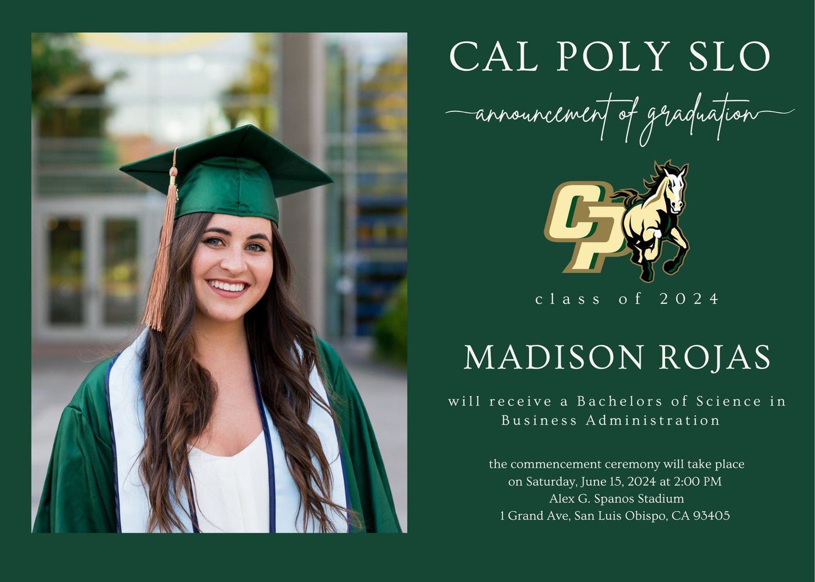 Cal Poly SLO Graduation, Graduation Invitation, Graduation Party Invite ...