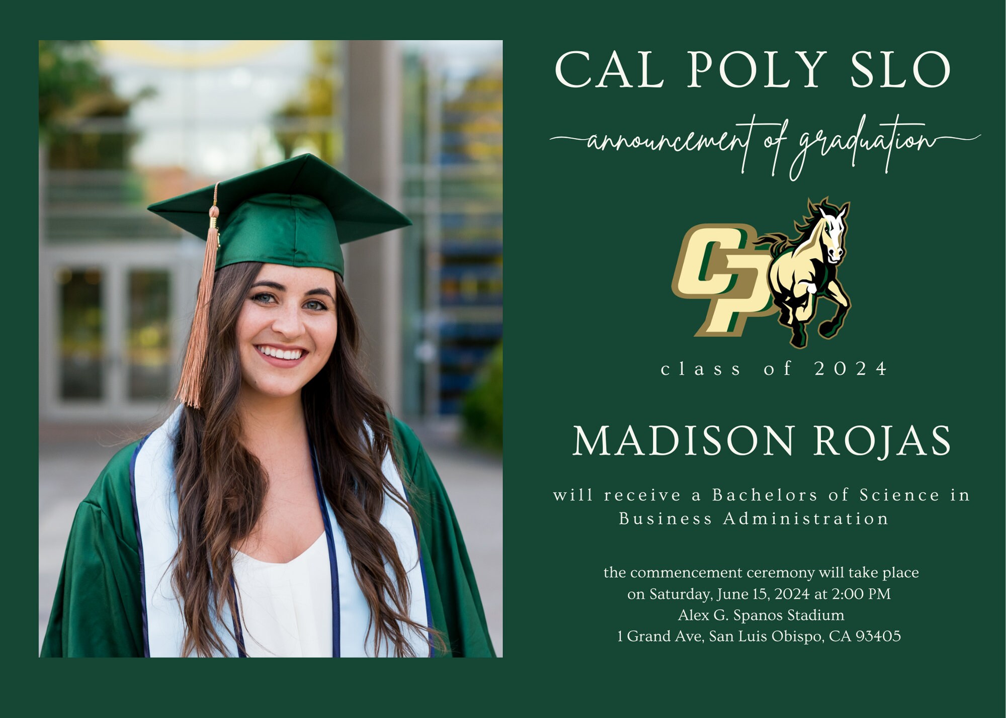 Cal Poly SLO Graduation, Graduation Invitation, Graduation Party Invite ...
