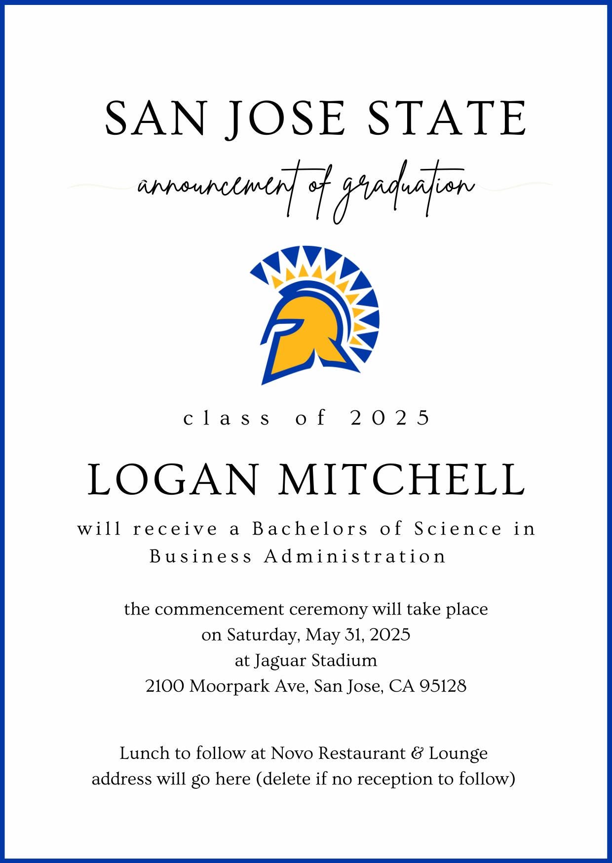 San Jose State Graduation, Graduation Invitation, Graduation Party ...