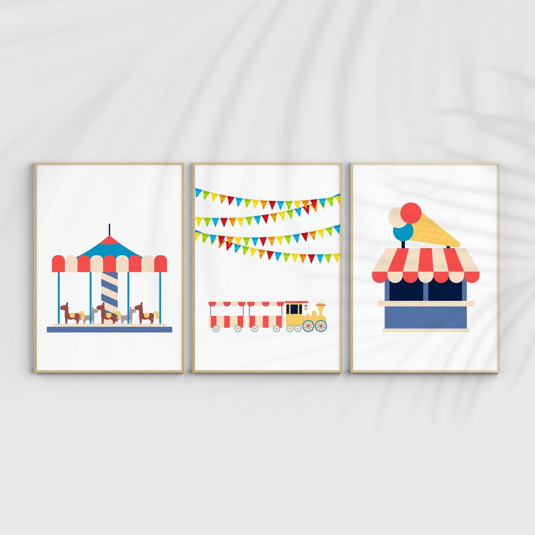 Carnival Theme Printable Wall Art Set – Amusement Park Kids Room Poster ...