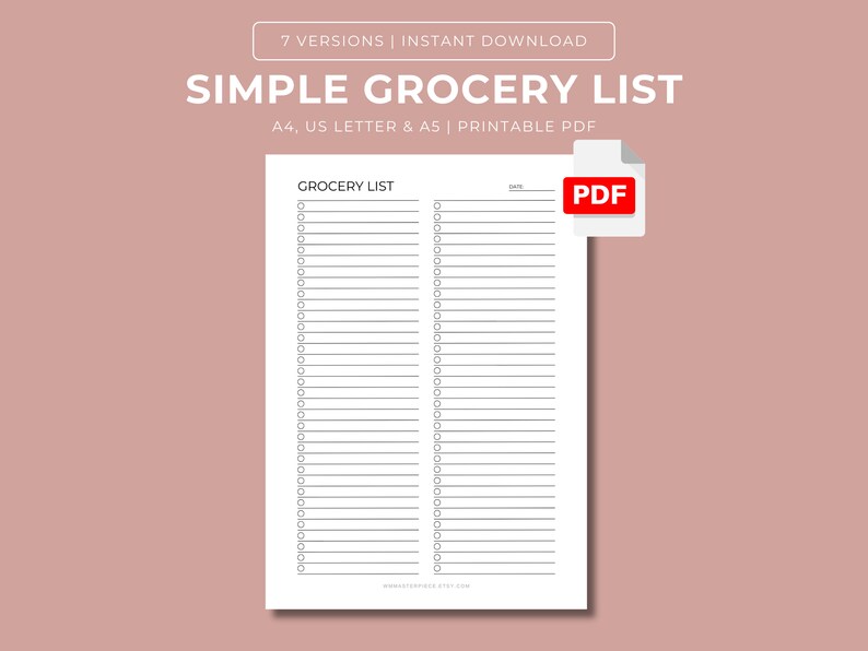 Grocery List Printable Template Food Planner Grocery - Etsy