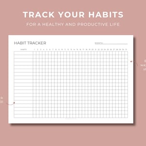 Habit Tracker Printable, Monthly Habit Tracker Printable Landscape ...