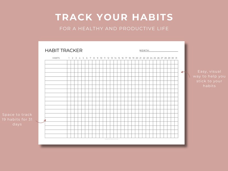 Habit Tracker Printable, Monthly Habit Tracker Printable Landscape ...