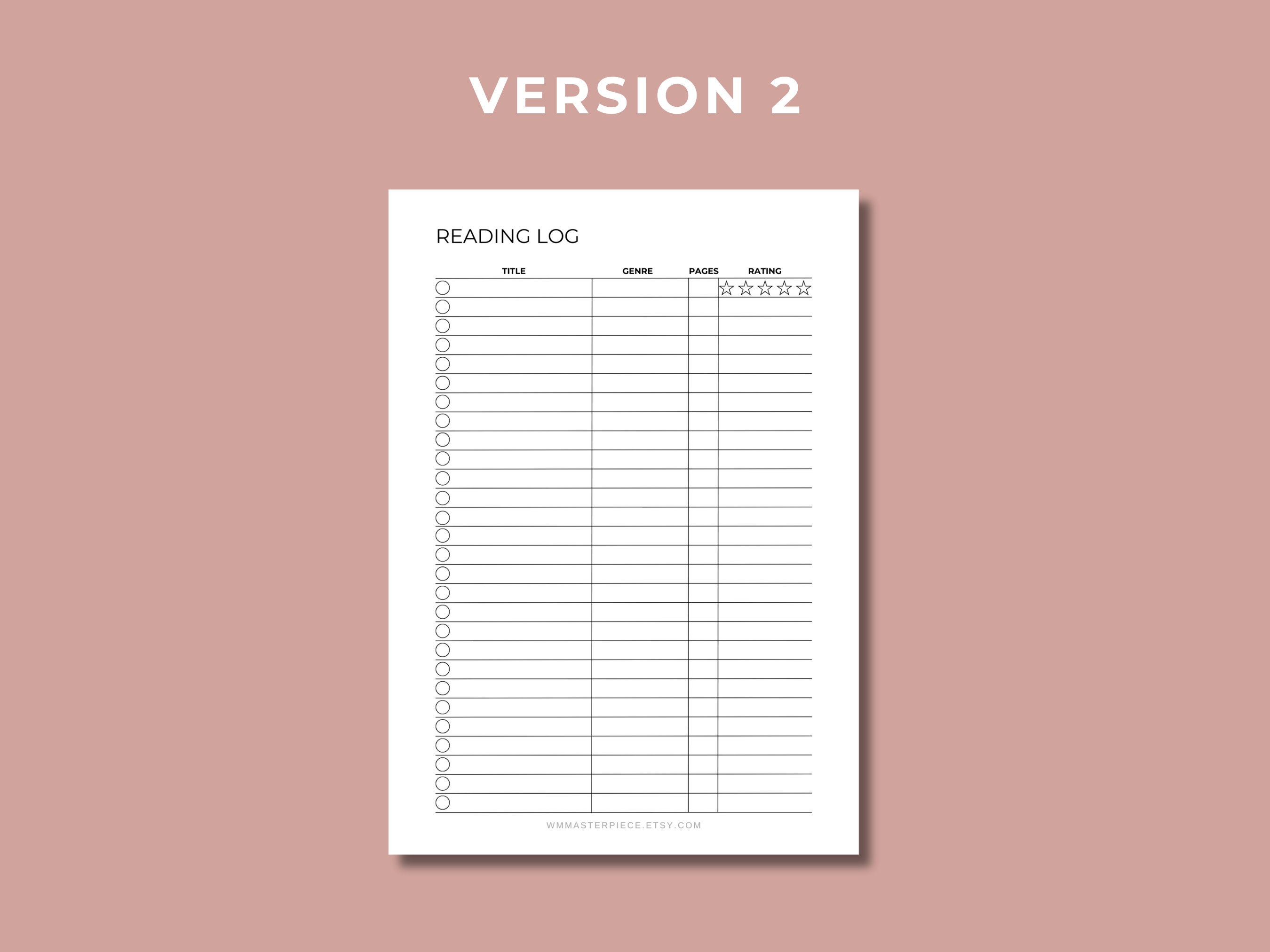 Reading Log Printable Reading Tracker Reading Journal Book - Etsy