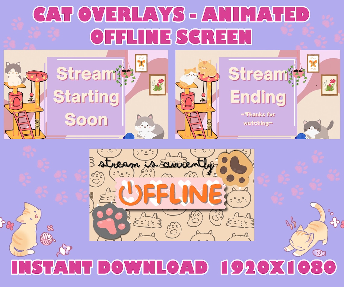 2x Animated Screens + Static Stream Offline Screen / Twitch Overlays ...