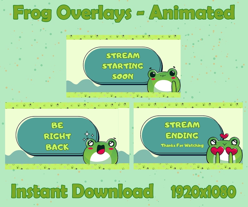 3x Animated Screens / Twitch Overlays Cute Frog Animated / Starting ...