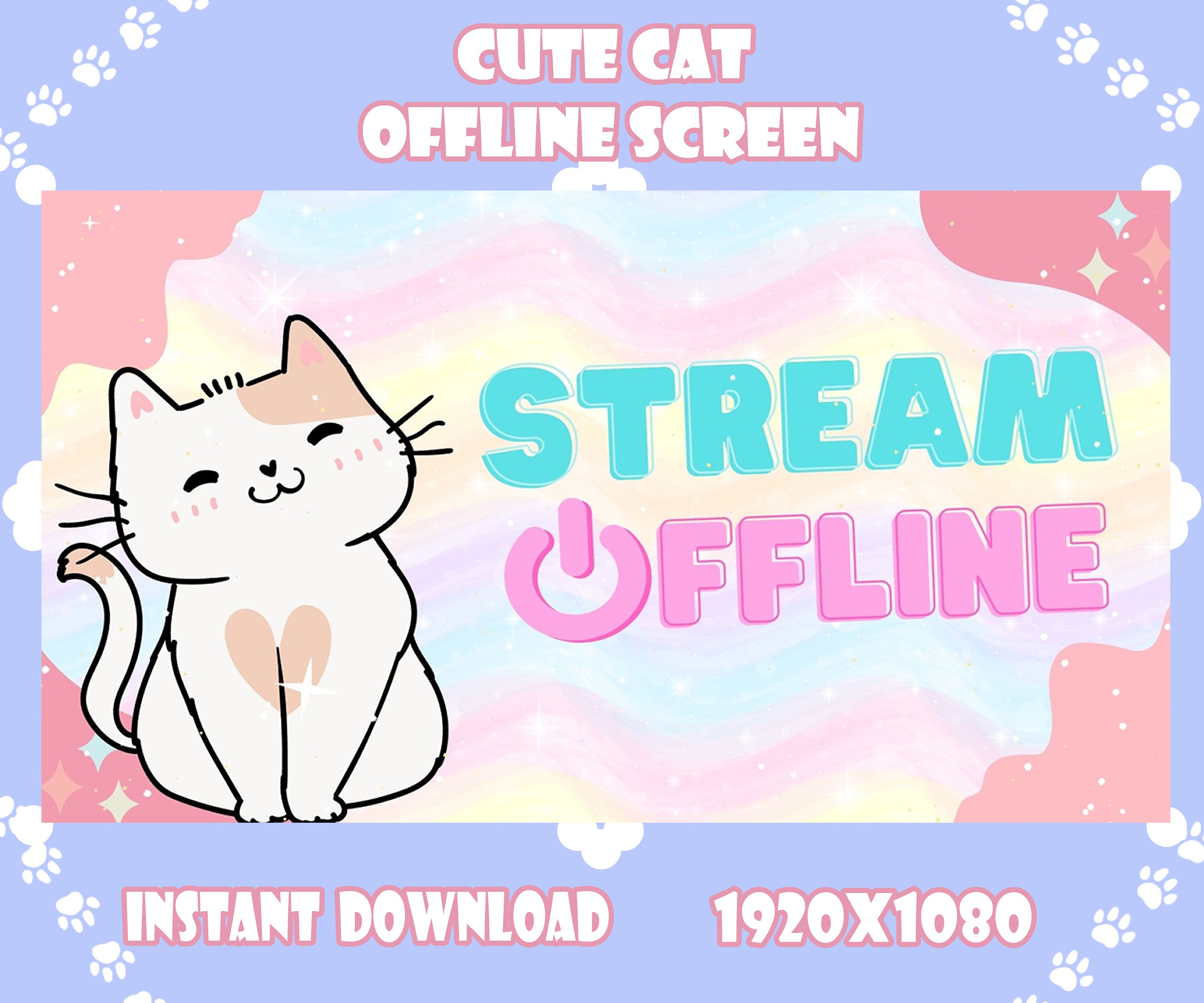 3x Animated Screens Stream Static Offline Screen / Twitch Overlays Cute ...