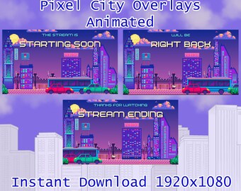 3x Animated Screens / Twitch Overlays Cute Japan Animated / Starting ...