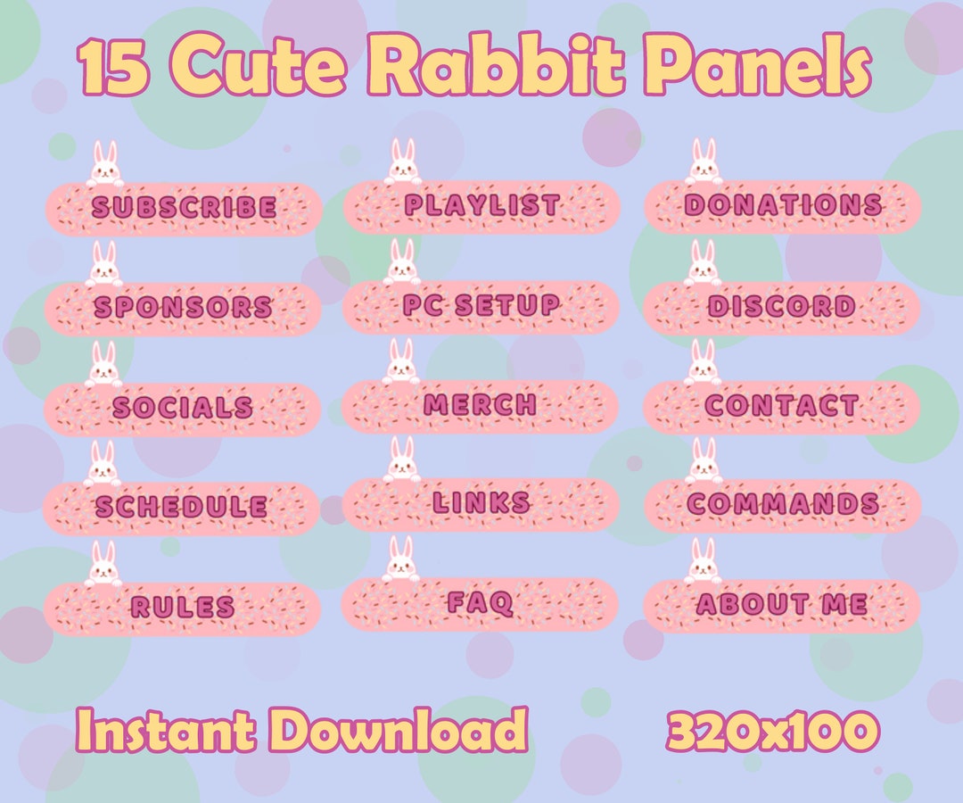 15x Cute Rabbit Panels / Twitch Panels Cute Rabbit / About Me, Socials ...