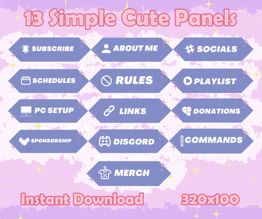 13x Simple Cute Panels / Twitch Panels Simple Cute / About Me, Socials ...