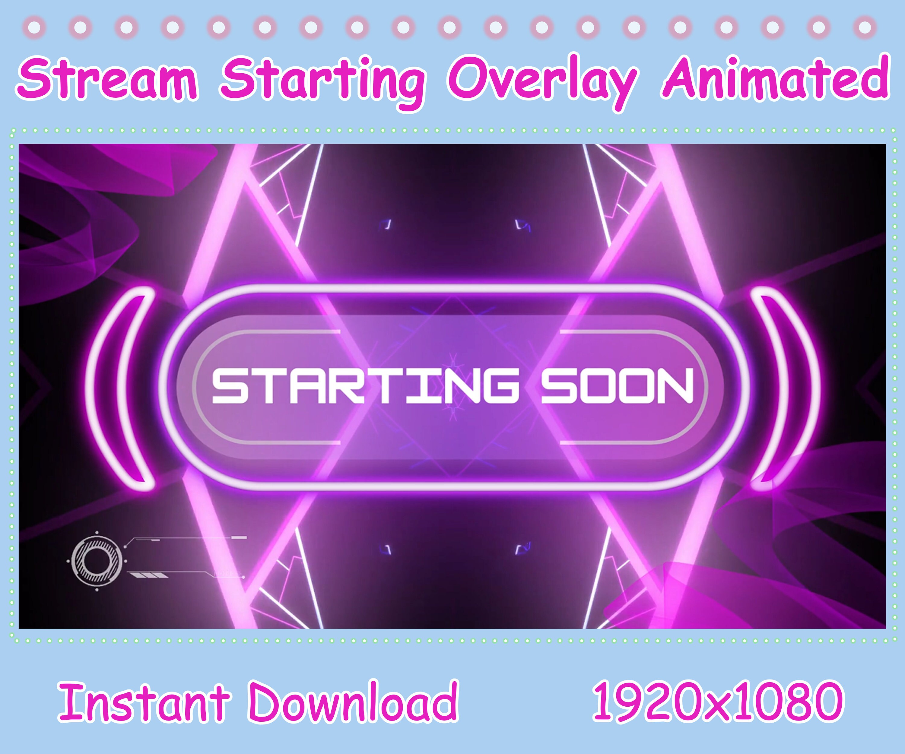1x Animated Screens / Twitch Overlay Starting Soon Animated Neon - Etsy