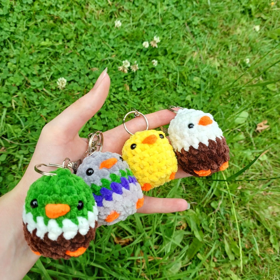 Crochet Bird Keyring, Handmade Yarn Pigeon, Eagle, Chick, Mallard - Etsy UK