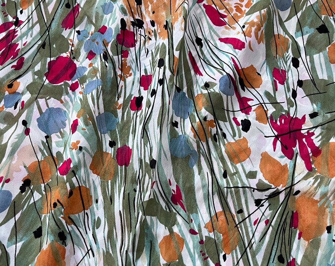 Famous Designer Italian Factory Fabric Viscose Bright Print - Etsy