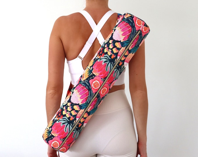 Pilates Yoga Mat Bag Australian Native. Pink Waratah Flower. - Etsy