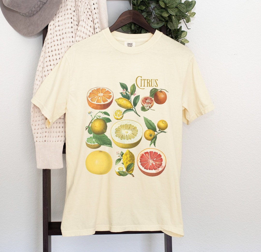 Vintage Citrus Comfort Colors Tshirt, Trendy Oversized Fruit Lovers Tee ...