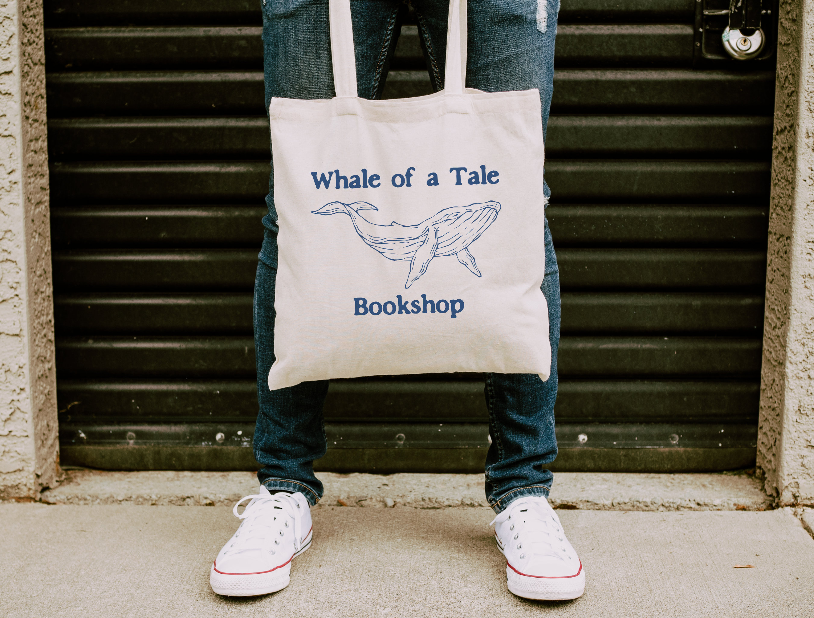 Whale of a Tale Bookstore Canvas Tote Bag - Novelty Literary Gift for ...