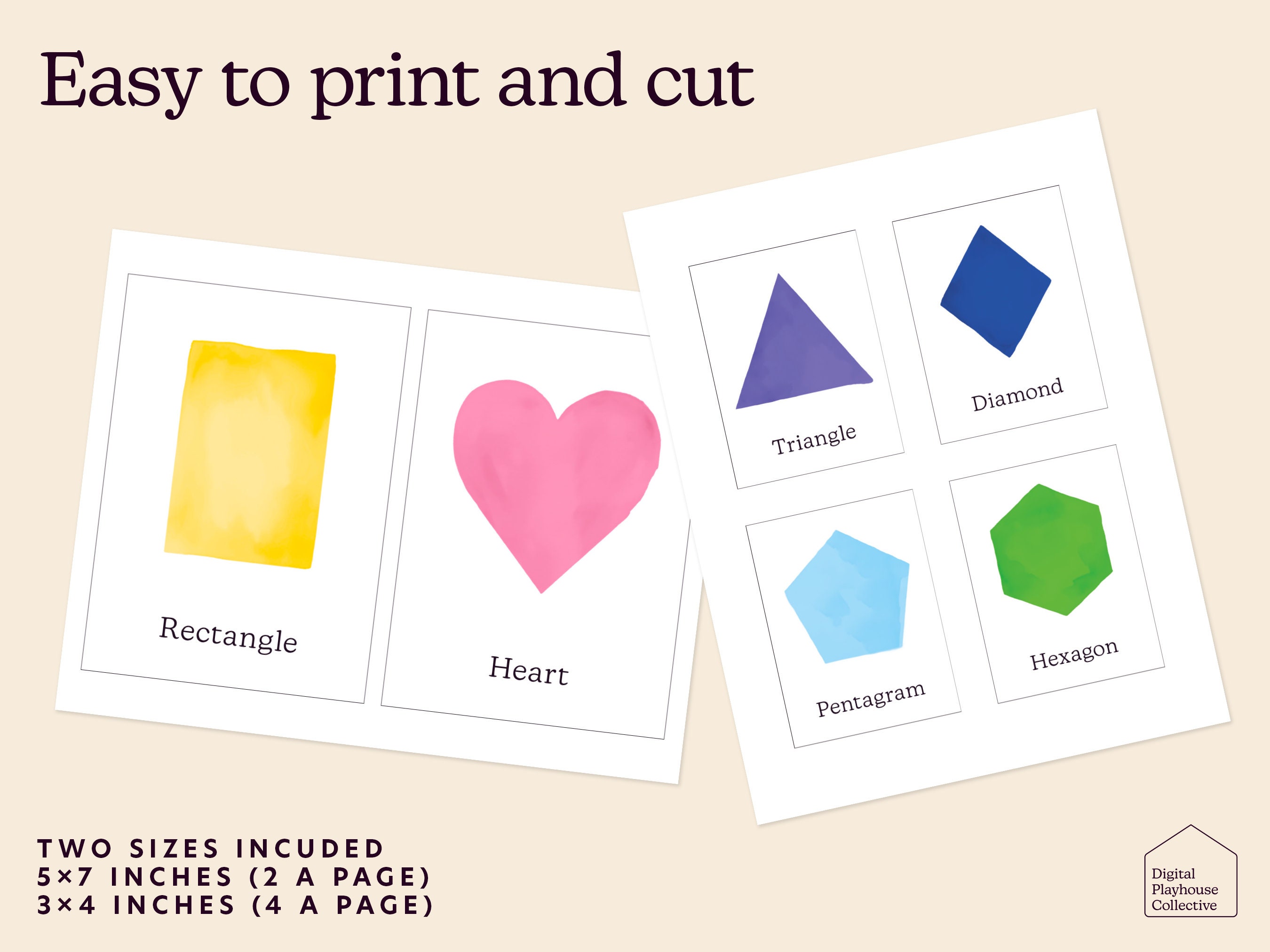 Shape Flashcards for Montessori Shape Flashcards for Preschool - Etsy