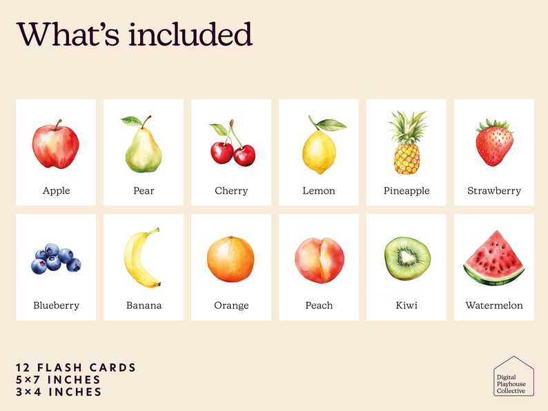 Fruit Flashcards for Montessori Fruit Flashcards for Preschool ...