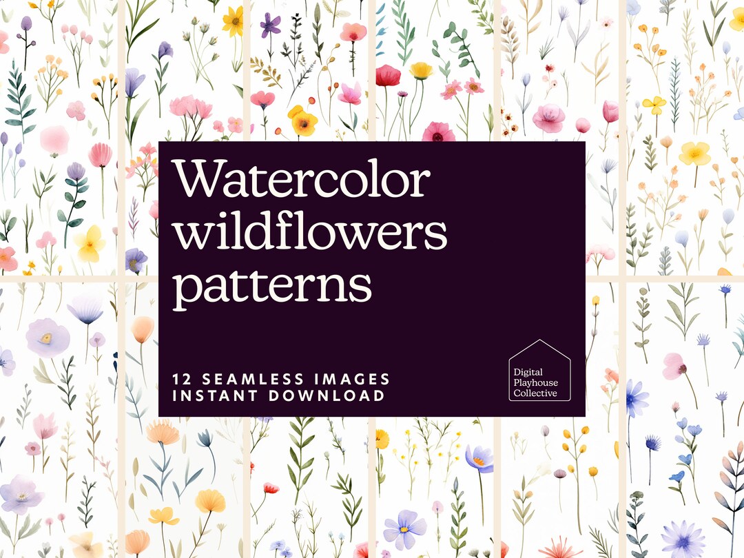 Flower Digital Paper Wildflower Seamless Pattern, Printable Scrapbook ...