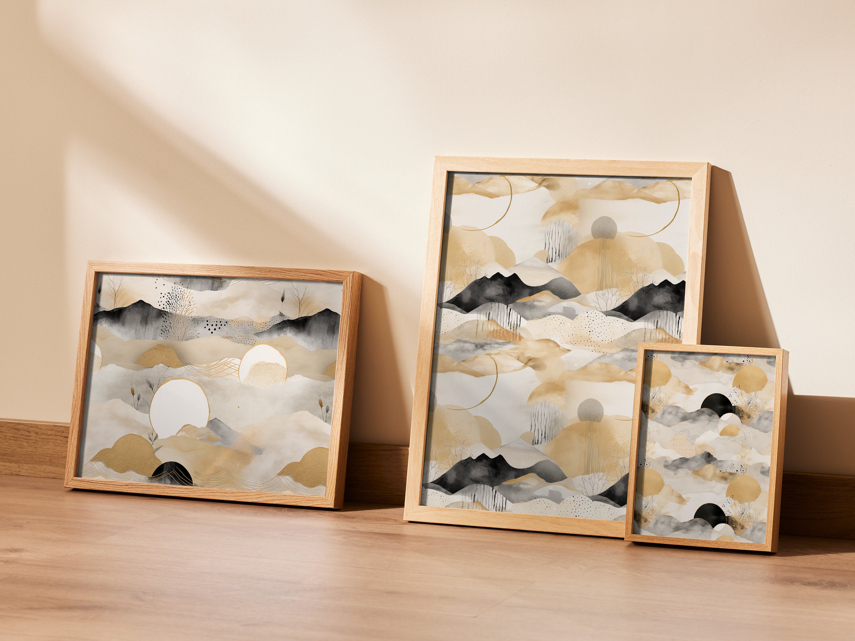 Japanese Digital Paper Gold Japandi Seamless Pattern, Printable ...