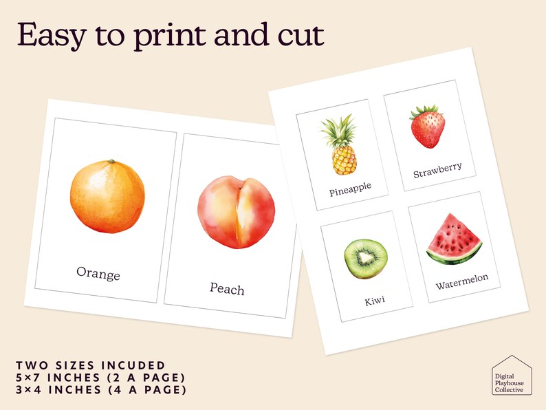 Fruit Flashcards for Montessori Fruit Flashcards for Preschool ...