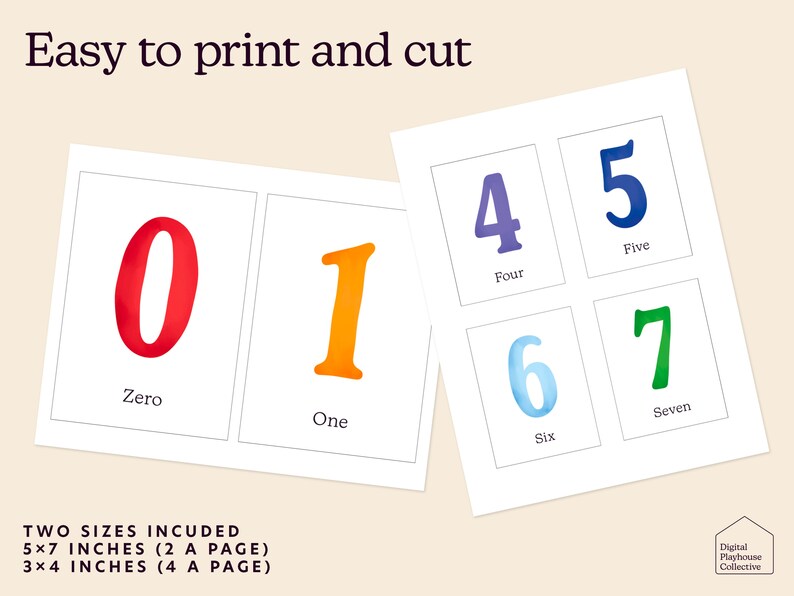 Number Flashcards for Montessori Counting 1-10 Flashcards for Preschool ...