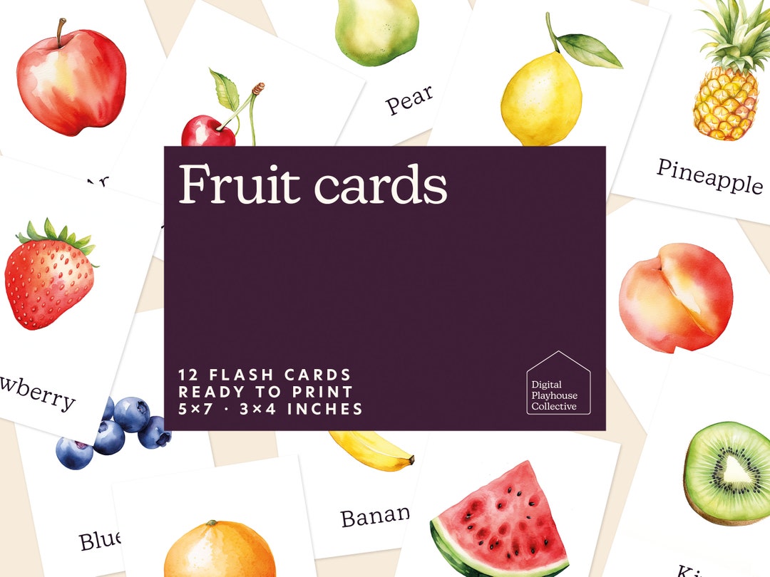 Fruit Flashcards for Montessori Fruit Flashcards for Preschool ...