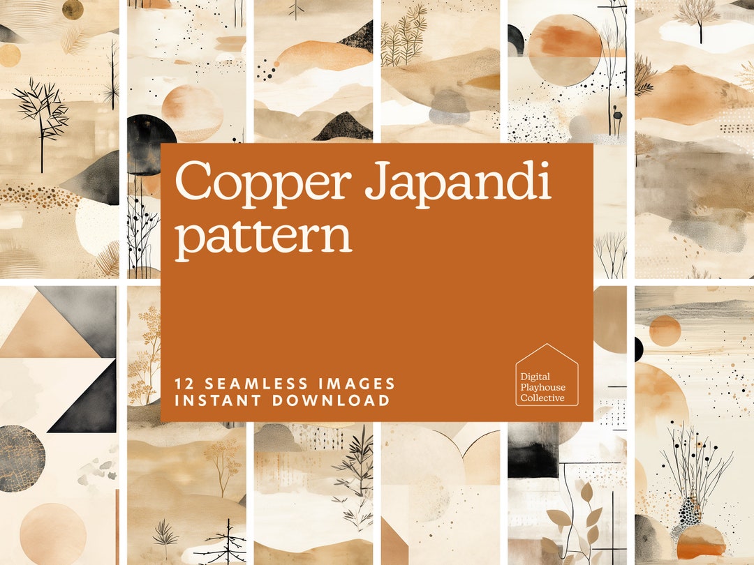 Japanese Digital Paper Copper Japandi Seamless Pattern, Printable ...