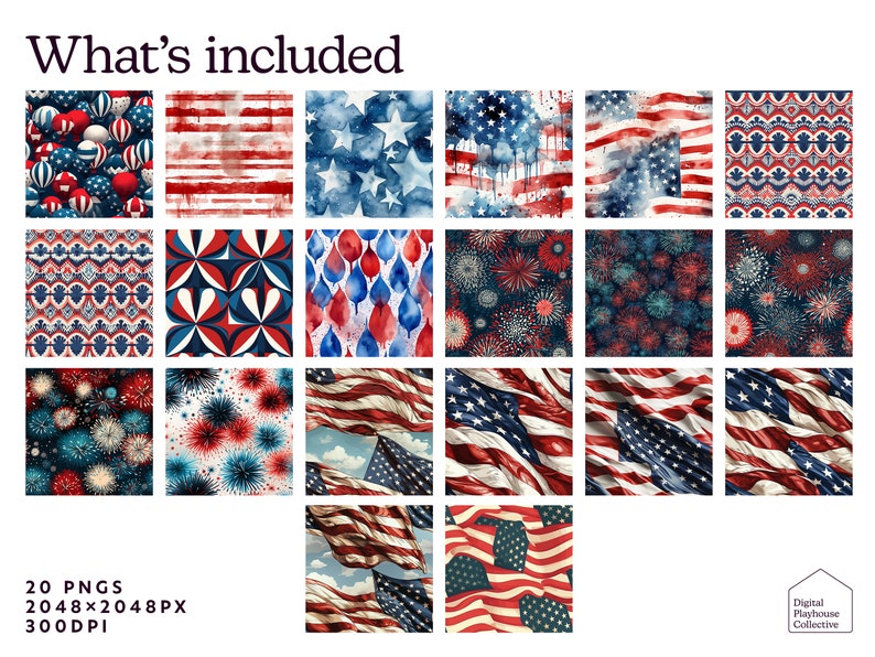 American Digital Paper USA Seamless Pattern, Printable Scrapbook Paper ...