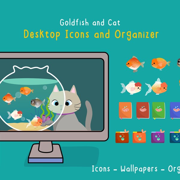 Cat Desktop Wallpaper Organizer - Etsy