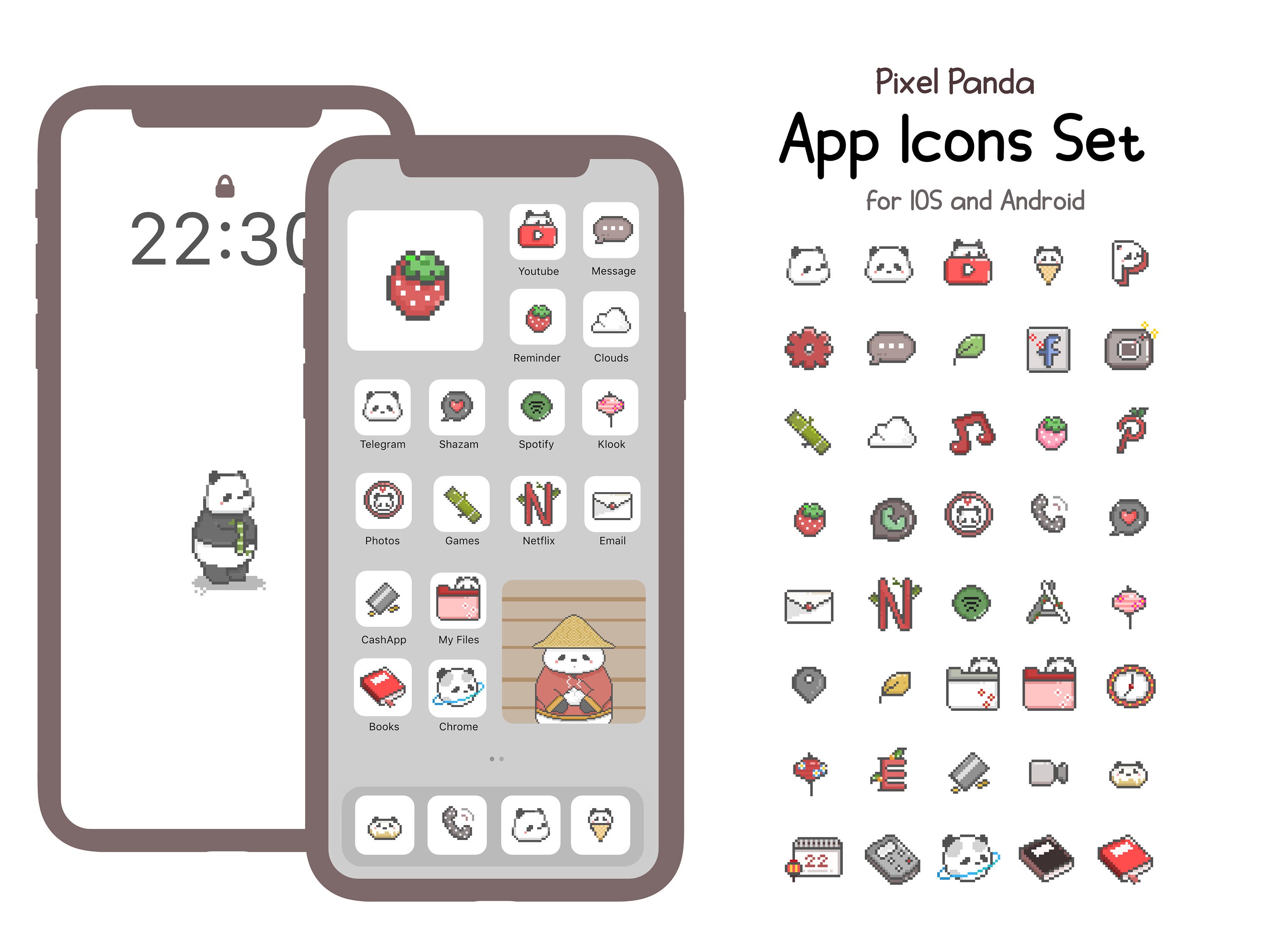 Panda Icon Set Pixel App Icons Cute Icons Pack for IOS and - Etsy