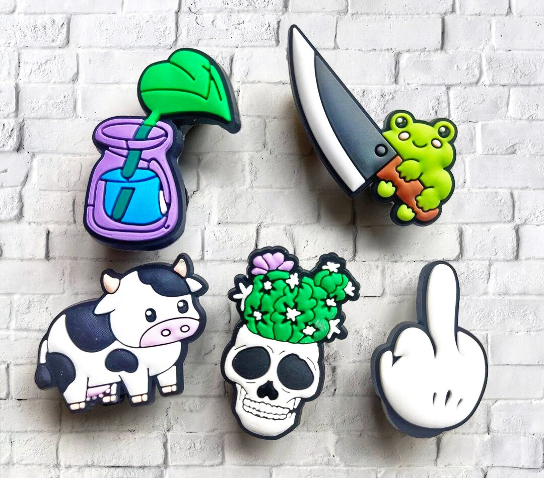 Cute Various Memes Frog Croc Shoes Charmsfunny Skull Cows - Etsy