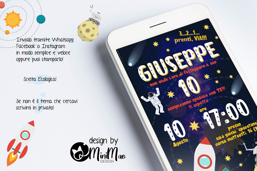 SPACE Digital Invitation, Outer Space Birthday Invitation, Outer Space ...