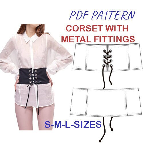Corset Pattern With Metal Fittings, Corset Belt Pattern PDF Sewing ...