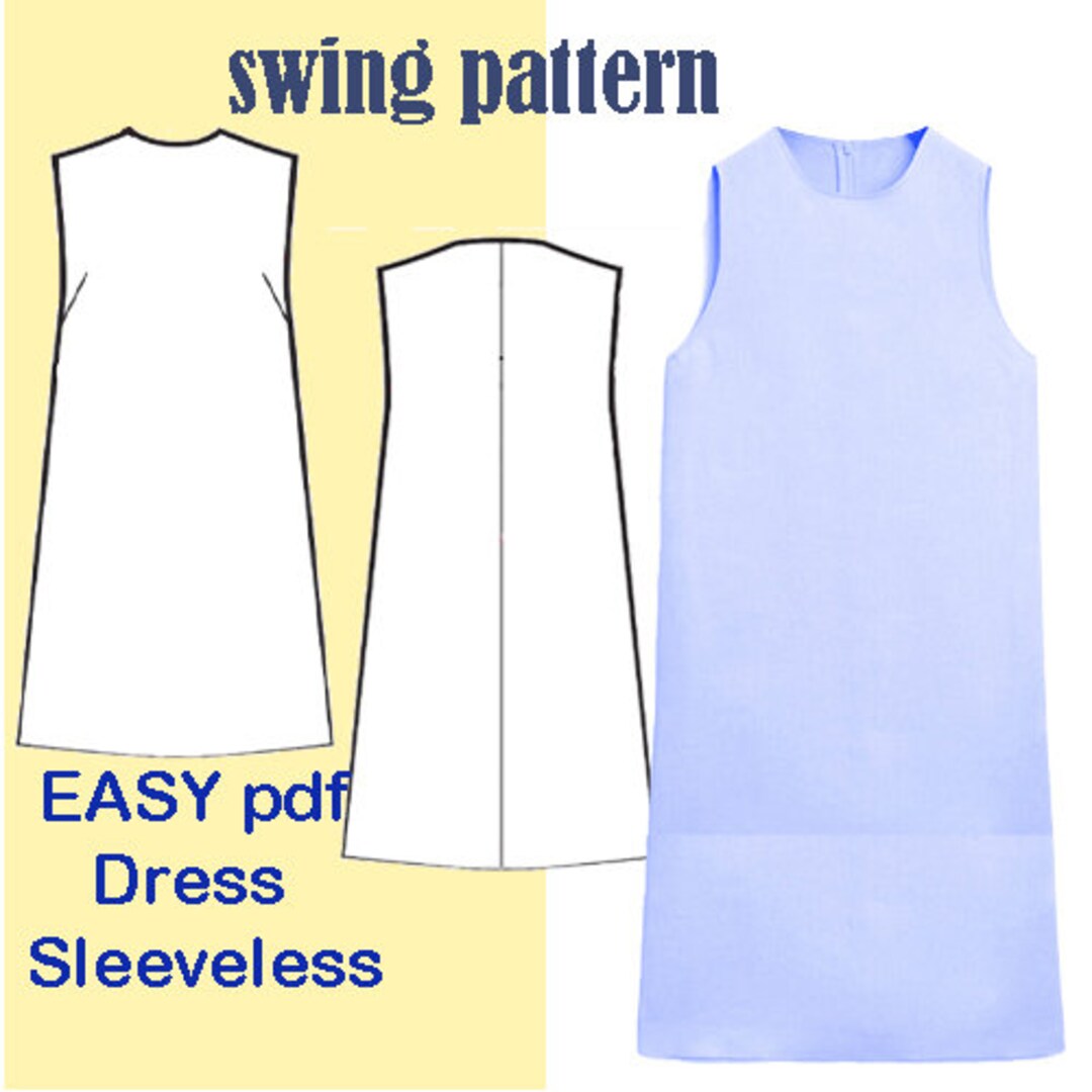 Sleeveless Dress Pdf Sewing Pattern, A-line Dress Pattern, Cotton ...