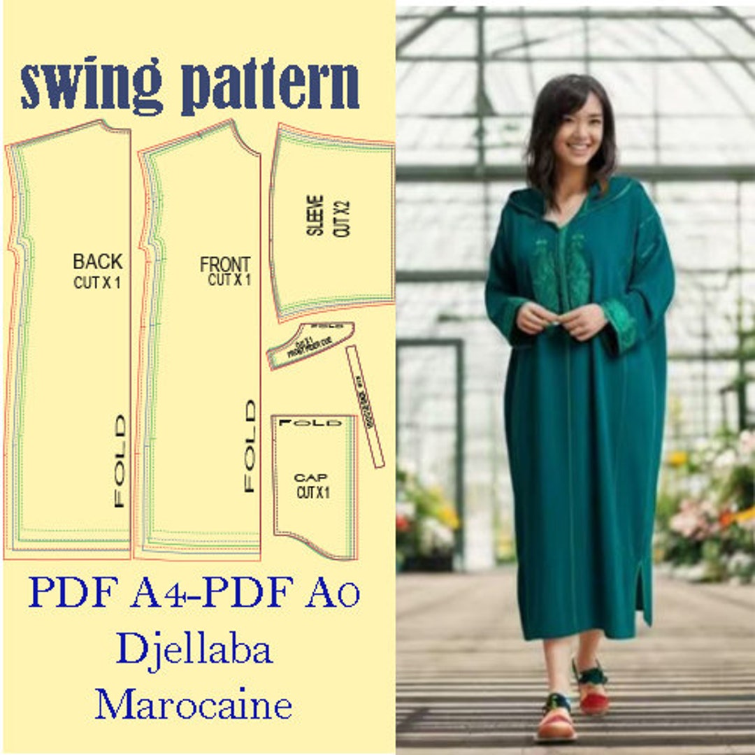 PDF Swing Pattern-djellabas Marocaines Oversize - Printing at Home ...