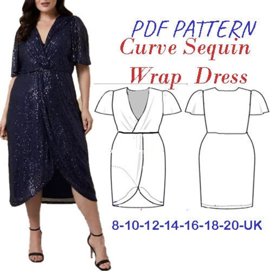 Sequin Twist Wrap Dress Pdf Sewing Pattern/ocassion Sequin Knotted ...